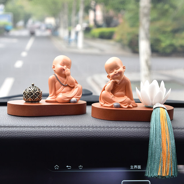 Car ornaments creative cute little monk car center console Buddhist ...