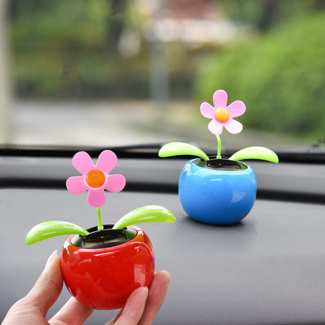 Car interior decoration creative net red cute solar swing apple blossom ...