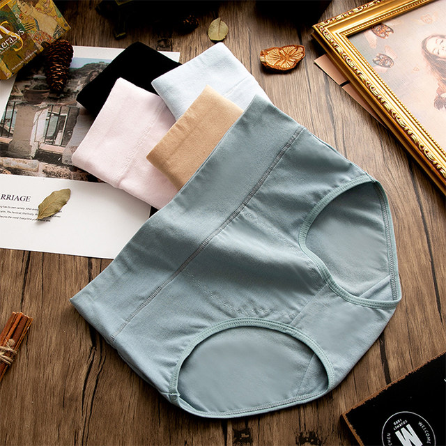 4 packs of women's underwear mid-waist pure cotton tummy control women ...