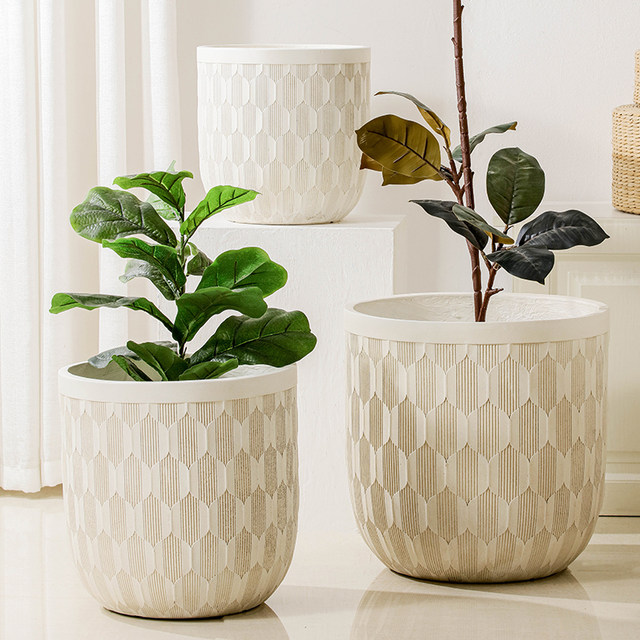 Light Luxury and High-End Embossed Magnesium Clay Flower Pot, Large ...