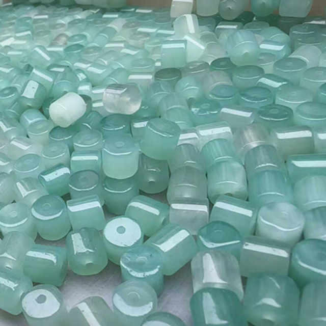 Golden silk jade half bucket beads half cut beads DIY jade beads loose ...