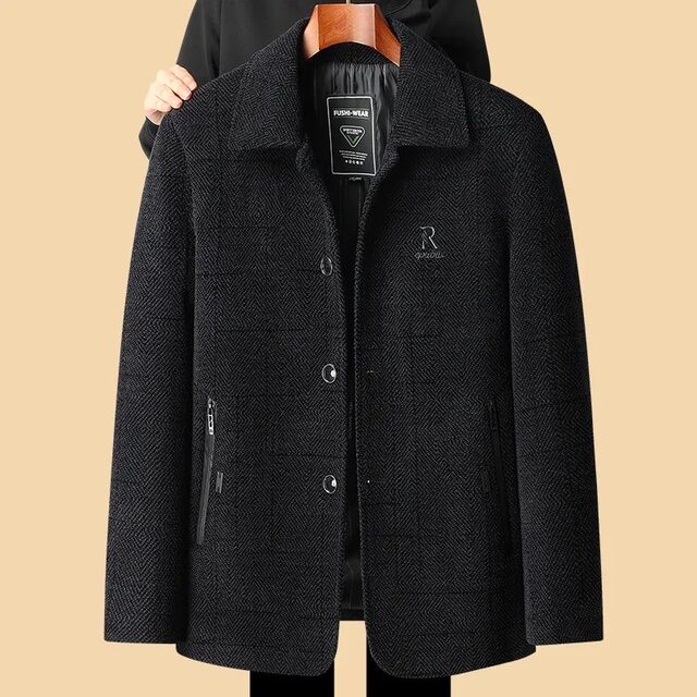 Men's spring and autumn button-down chenille tunic jackets, middle-aged ...