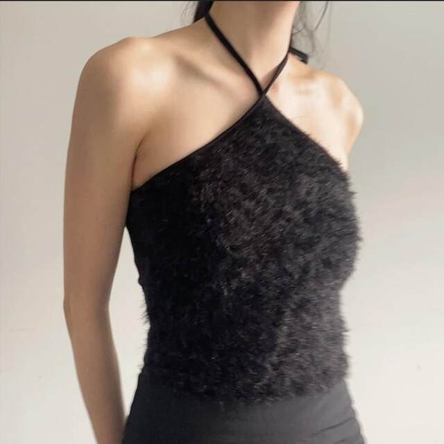 WEEKEEP European and American street hot girls fur halter neck strap ...