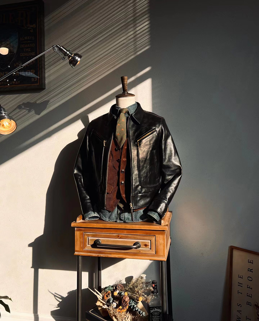 Italian Tea Core Horsehide Mechanic Bomber Jacket