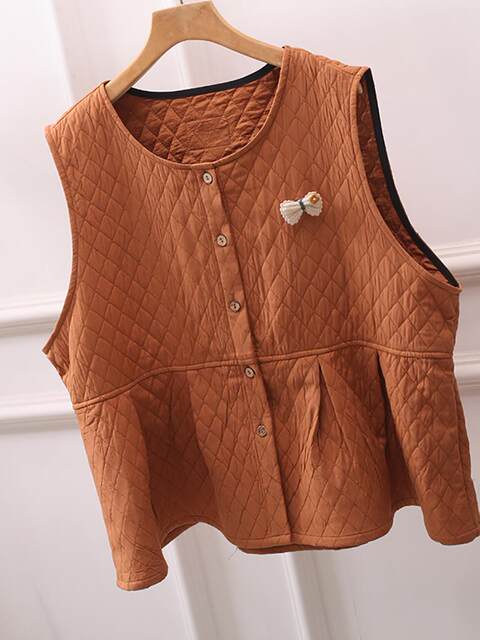 Japanese literary retro cotton vest layered in autumn and winter, loose ...