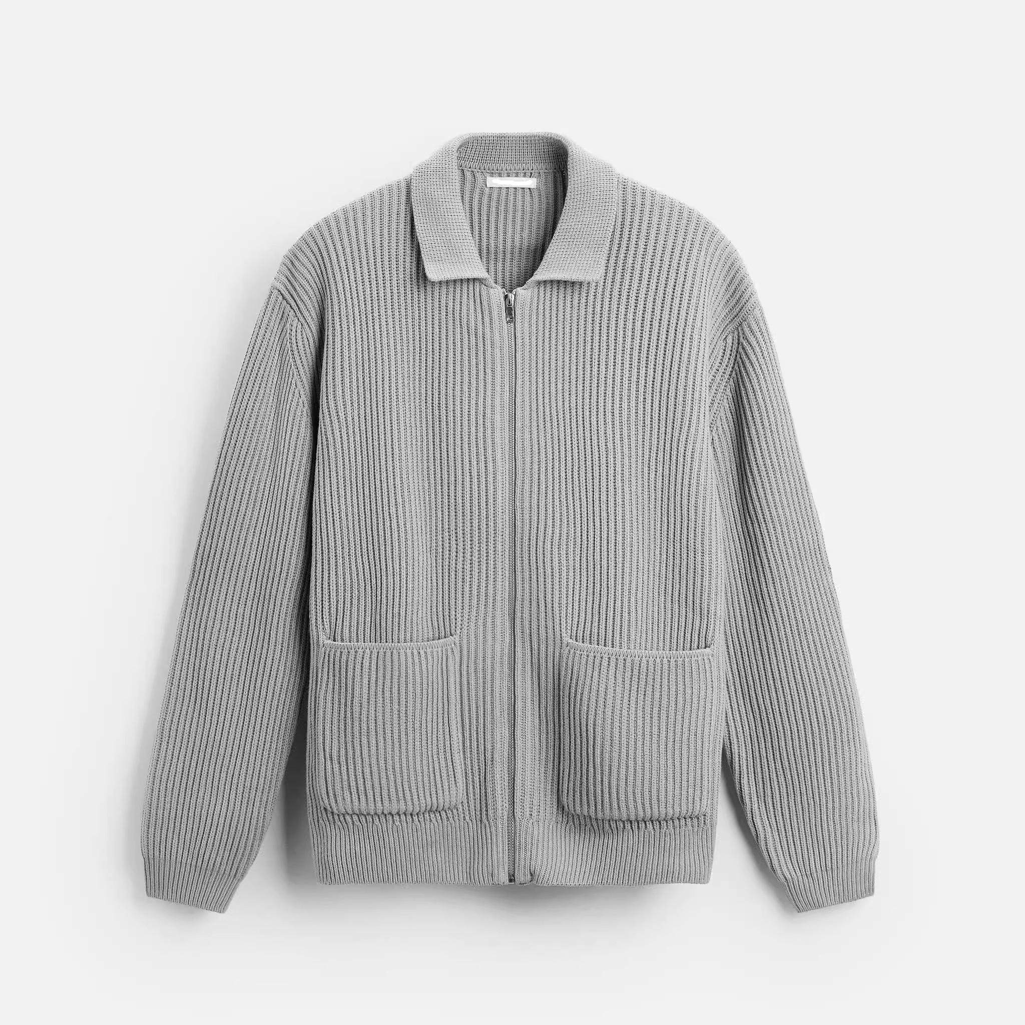 ZA2025 Spring New Product Men's Long Sleeve Zipper Snap-Marble Knitted Cardigan Jacket 9598409