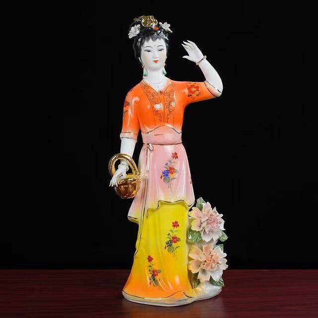 Ceramic Seven Fairies Statue Hundred Flowers Peony Fairy Home Buddhist ...