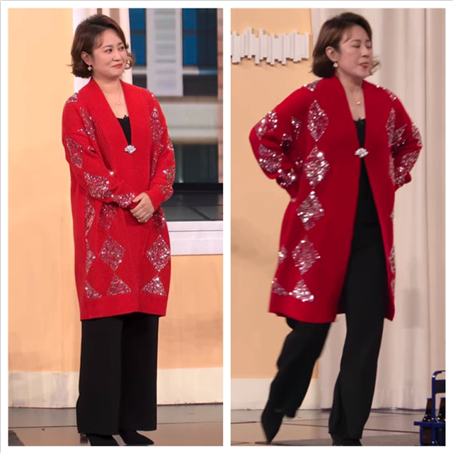 Ma Li Spring Festival Gala The same red sweater top sequins knitted ...