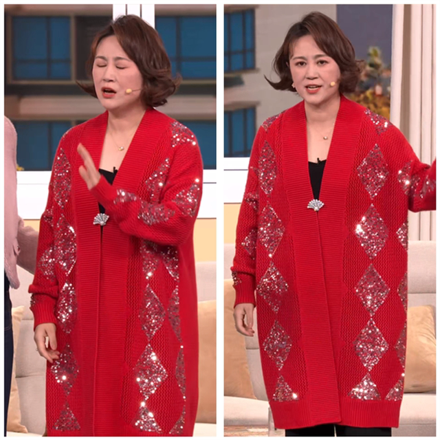 Ma Li Spring Festival Gala The same red sweater top sequins knitted ...