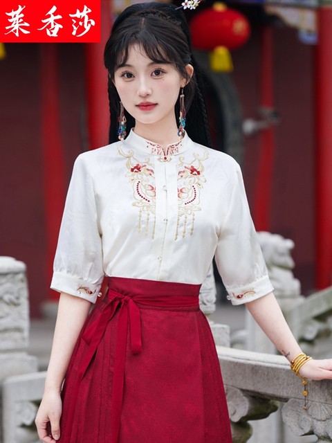 New Chinese -style red horse noodle jacket set Female summer small ...