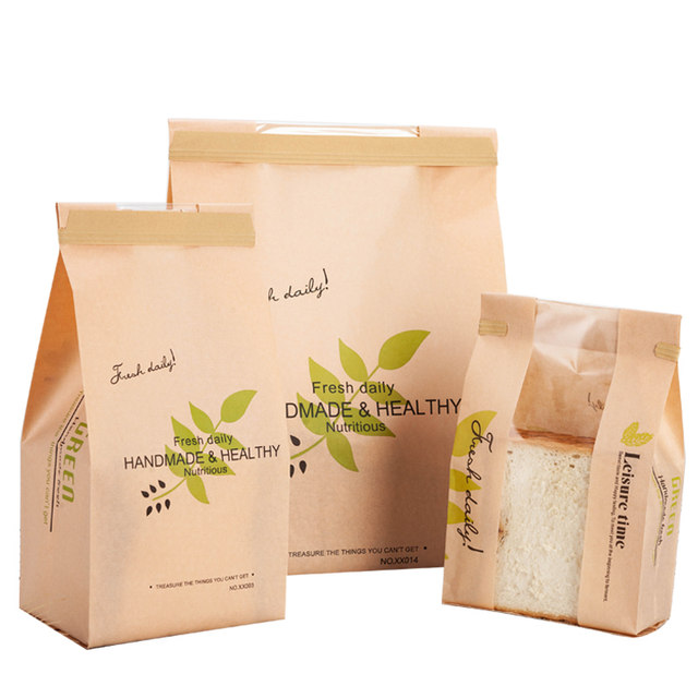 Iron wire rolled edge toast bread packaging bag sealed kraft paper ...