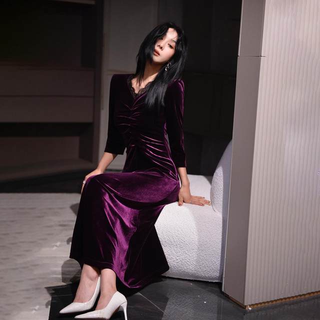 Elegant temperament, high -level sense, imported velvet seven -pointed ...