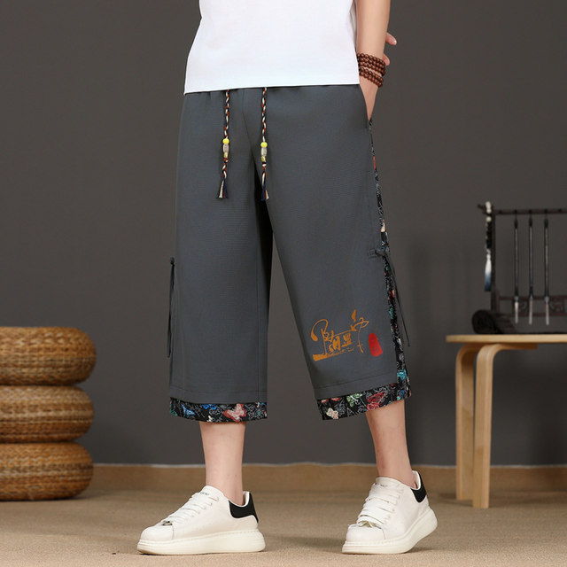 Summer casual shorts men's casual trend Chinese style pants for young ...