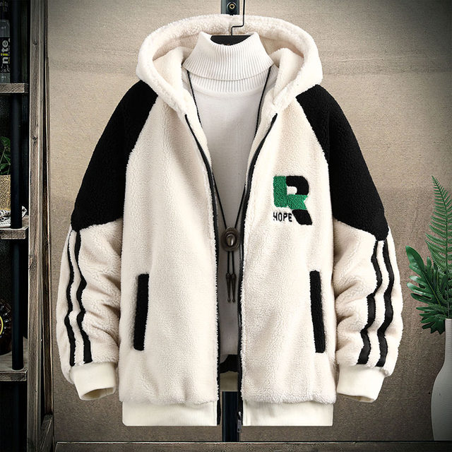 Lamb velvet jacket for men's autumn and winter clothes plus cotton ...