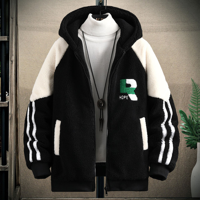 Lamb velvet jacket for men's autumn and winter clothes plus cotton ...