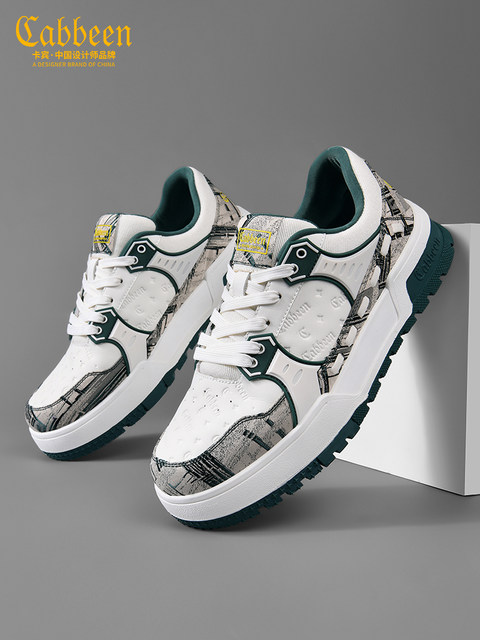 Cabbeen/Cabbeen 2025 autumn new panda black and white color matching retro sports and casual ...