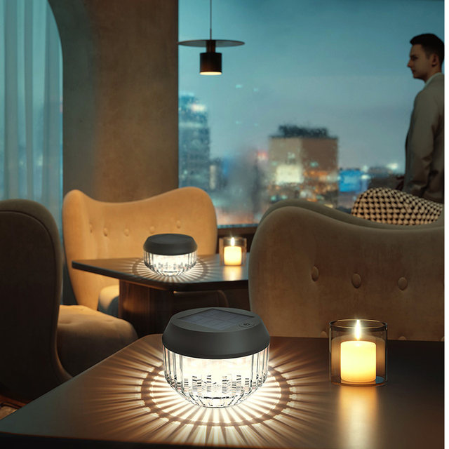 UME Solar Camping Table Lamp Outdoor Waterproof Night Light Crystal ...