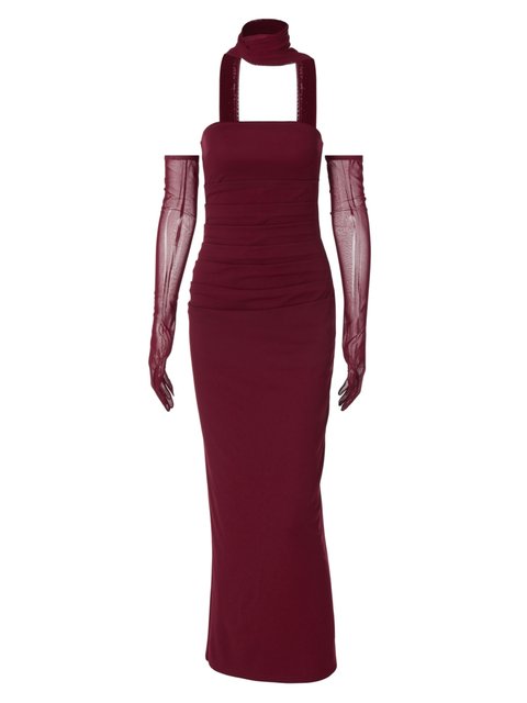 Shemoda French sexy one-length strapless neck halter neck streamer ...