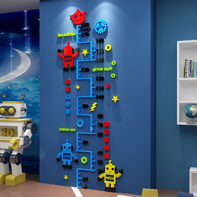 Programming classroom layout robot cartoon height wall sticker training ...