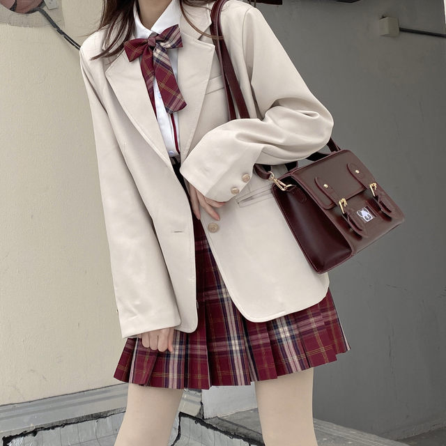 Original versatile milk white excellent students suits two buckle ...