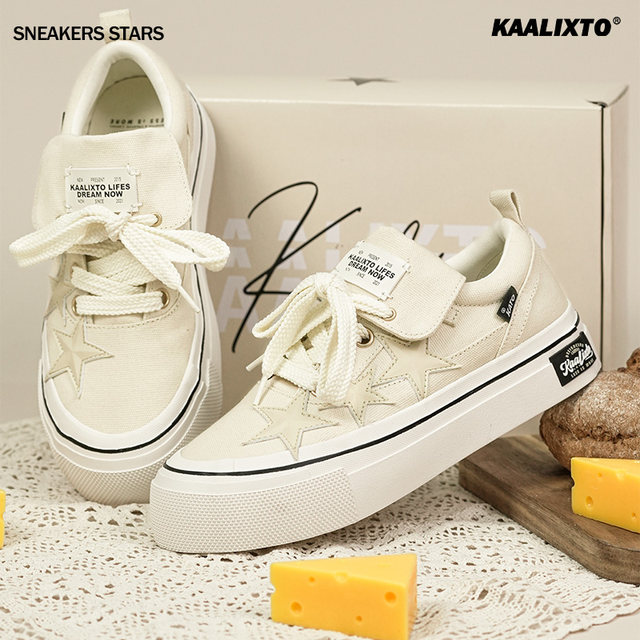 kaalixto cream cheese beige canvas star shoes for men and women new ...