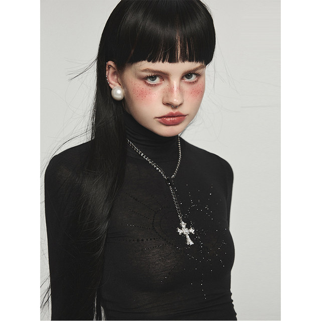 1JINNSTUDIO free and versatile basic style hot diamond small turtleneck ...