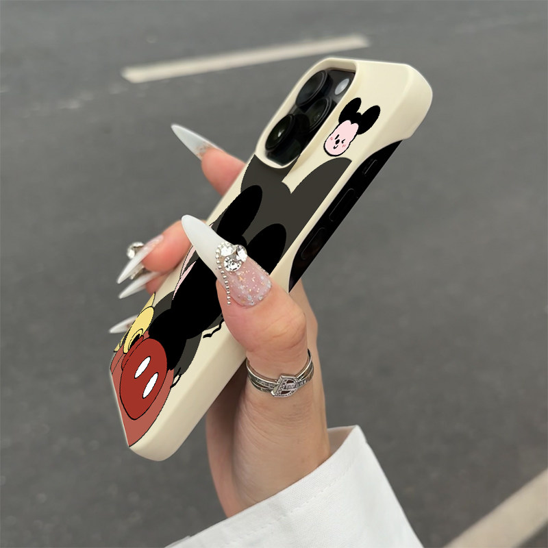 Back view Mickey suitable for iPhone13pro mobile phone case cute Apple 15promax new macaron ...