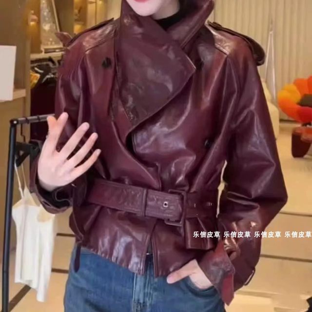 2024 new catwalk style loose casual genuine leather jacket for women ...