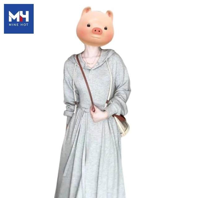 Tangshi Group MH small gray hooded long-sleeved dress for women in ...