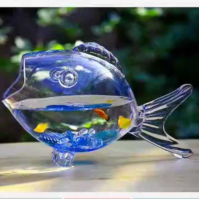Creative fish -type glass fish tank transparent handmade goldfish tank ...