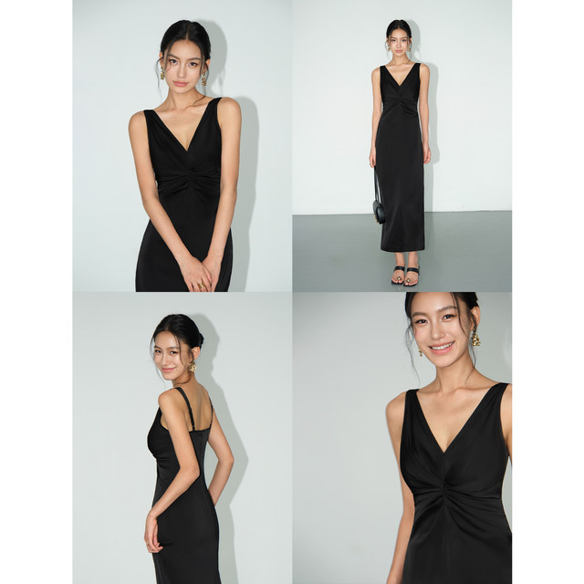 Nevahu black French Vedic dress female 2024 summer new waist small ...