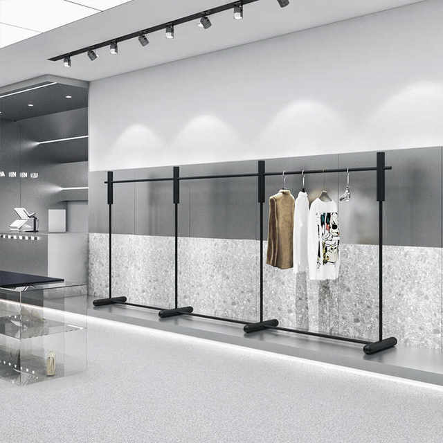 Clothing store display rack, black stainless steel shelf, clothes rail ...