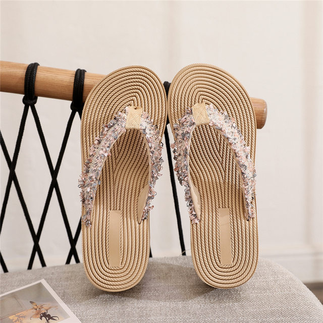 2025 new bohemian small flip flops summer slippers for women wearing ...