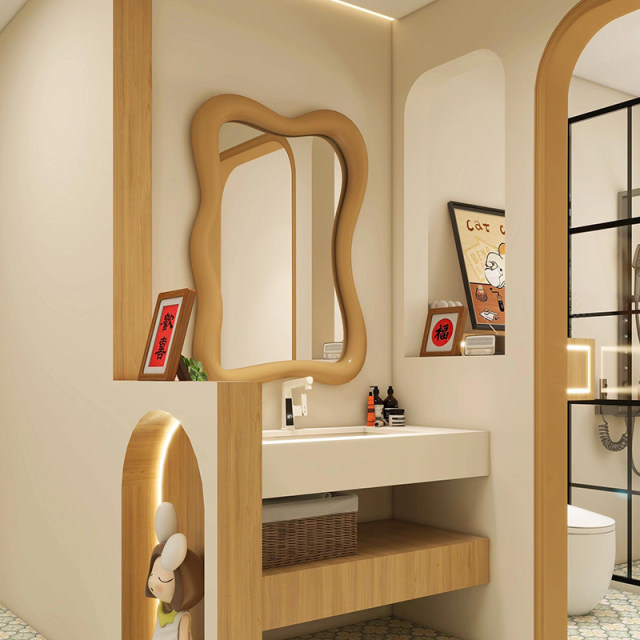 Nordic cream style makeup mirror special-shaped irregular light luxury ...