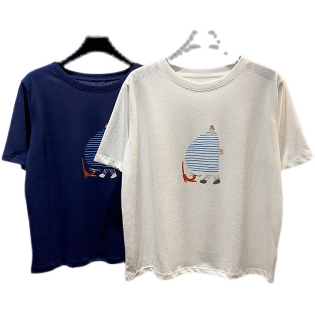 Thirteen lines of simplicity, fun cartoon printing round neck short ...