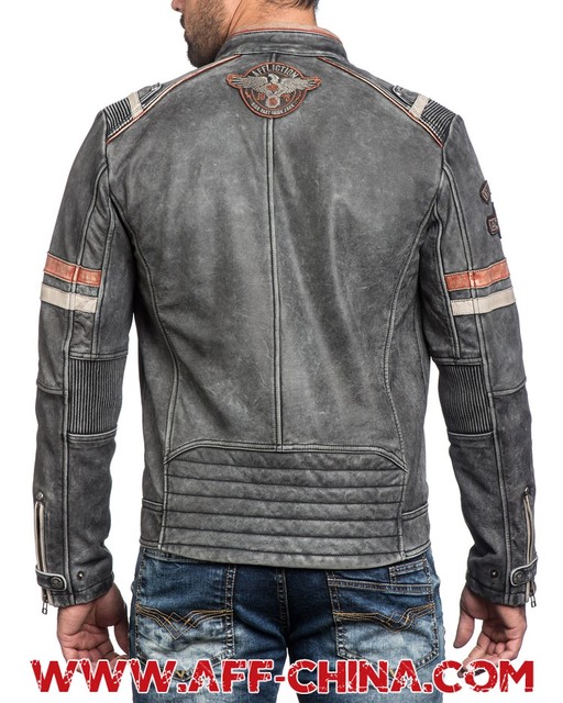 Affliction men's motorcycle rock and roll old retro slim leather jacket ...