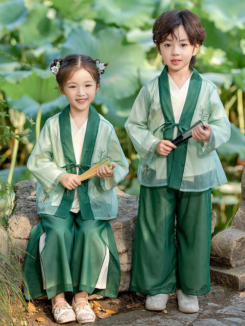 Children's Han Dynasty Chinese Tang Suit Brother and Sister Suit Unisex ...