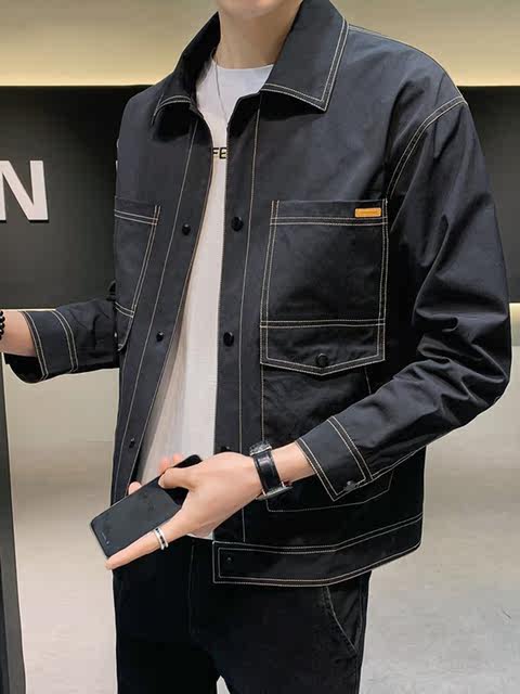 Fashionable brand men's work jacket 2025 spring and autumn new Korean style fashion handsome men ...