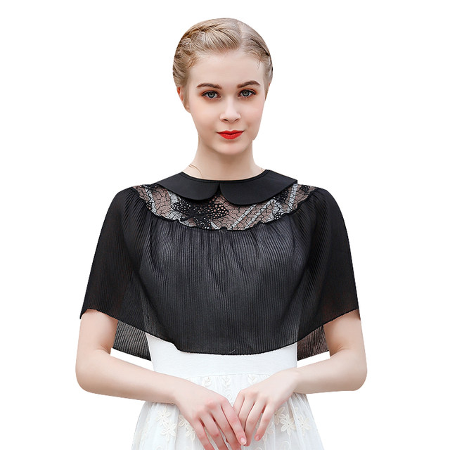 Lace and chiffon short shawl cloak for women, small shawl for summer ...