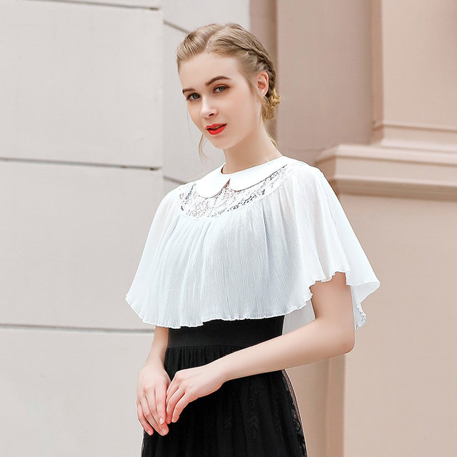 Lace and chiffon short shawl cloak for women, small shawl for summer ...