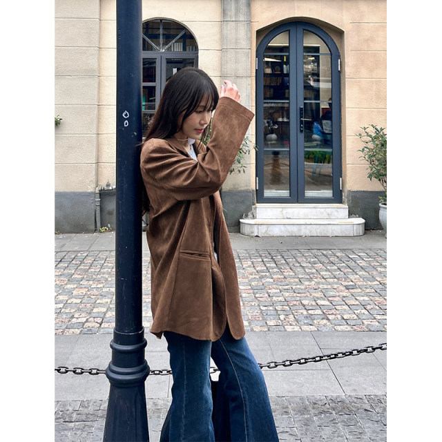 unniee suede suit jacket for women 2025 spring new vintage bahn style ...