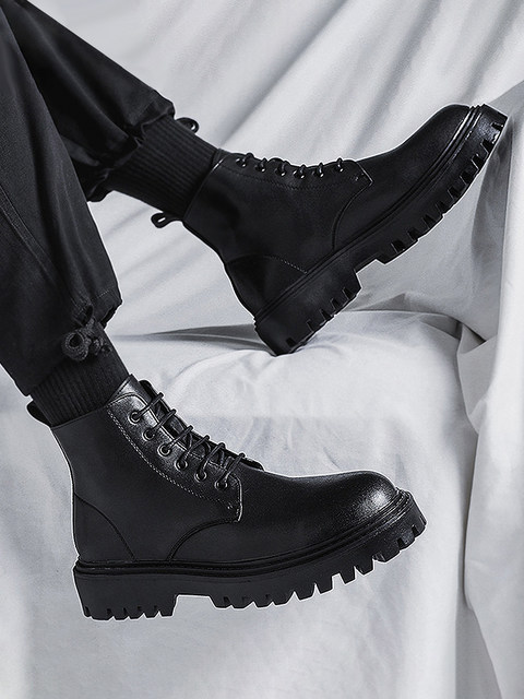 Spring new large-size Martin boots men 46 men high-top leather boots 47 ...