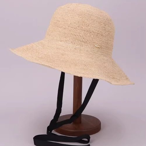 58cm CA4LA KTZ02620 DEUS4 Natural Rafia Sun Hat Streamer Simple and versatile