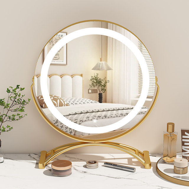 Desktop makeup mirror, home girls' bedroom, LED lighted makeup mirror ...