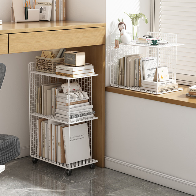 Small bookshelf next to the desk floor-standing storage rack under the ...
