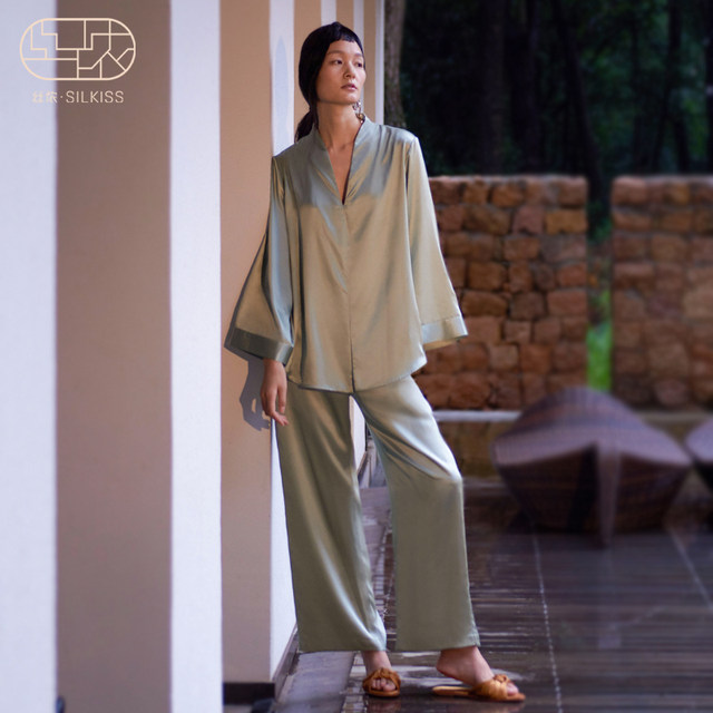 Silk Nong Chinese Silk Pajamas Women's Long Sleeve Short Sleeve Suit ...