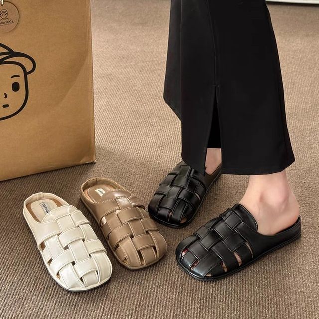 Office slippers women's summer outer wear slip-on 2024 new Baotou Roman ...