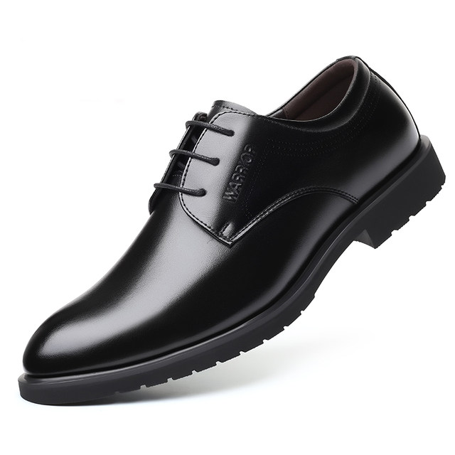 Pull back leather shoes men's new leather business dress wedding shoes ...