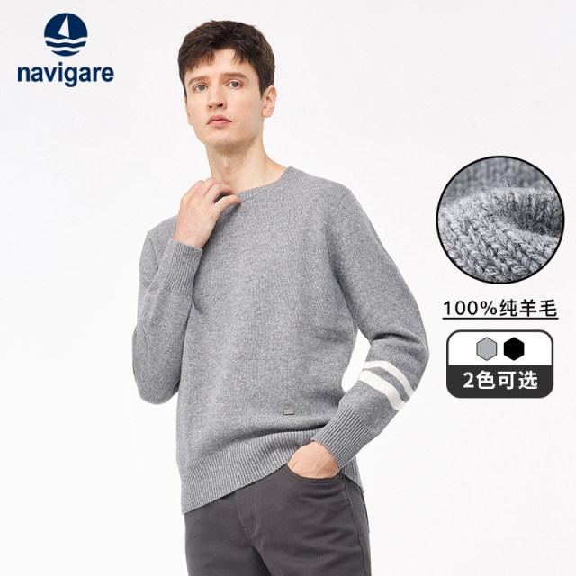 Navigare Italian small sailing gray wool sweater men's 2024 winter new ...