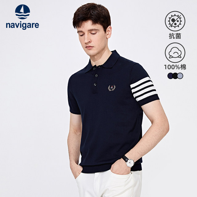 [Cotton] Navigare Italian sailing men's short -sleeved POLO shirt ...
